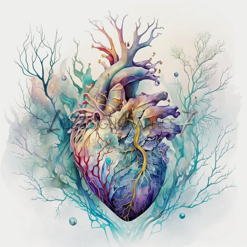 Human Heart Art Human Heart Wall Art Medical Gift Cardiologist Human ...