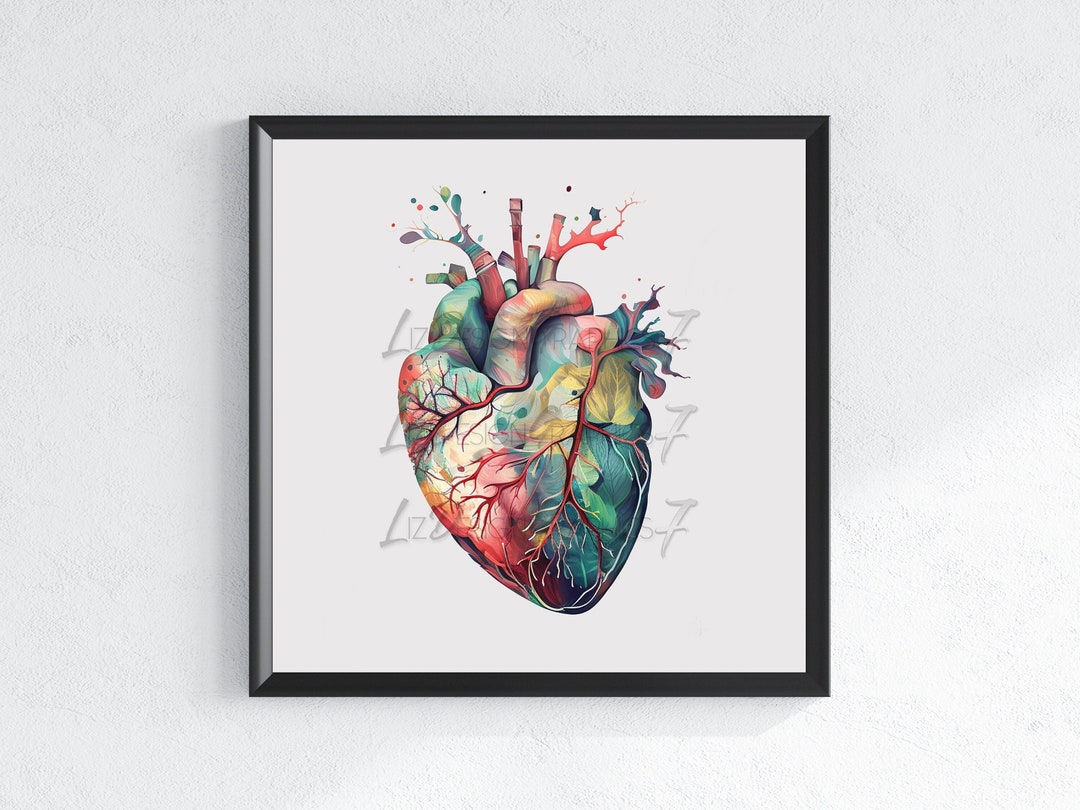 Human Heart Art Human Heart Wall Art Medical Gift Cardiologist Human ...