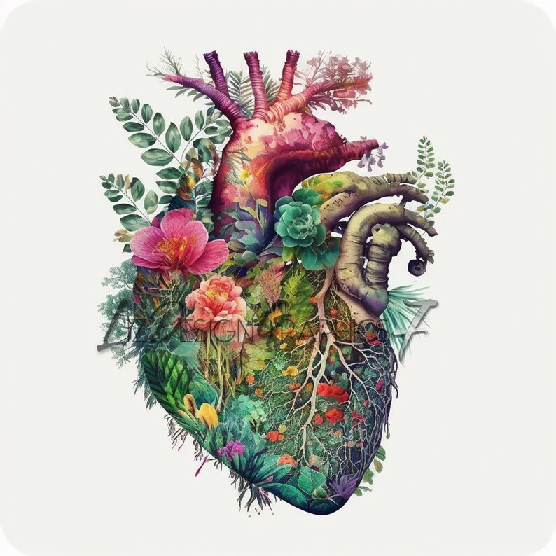 Human Heart Art Human Heart Wall Art Medical Gift Cardiologist Human ...