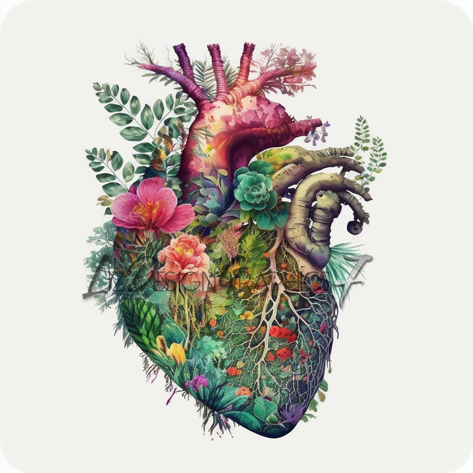 Human Heart Art Human Heart Wall Art Medical Gift Cardiologist Human ...