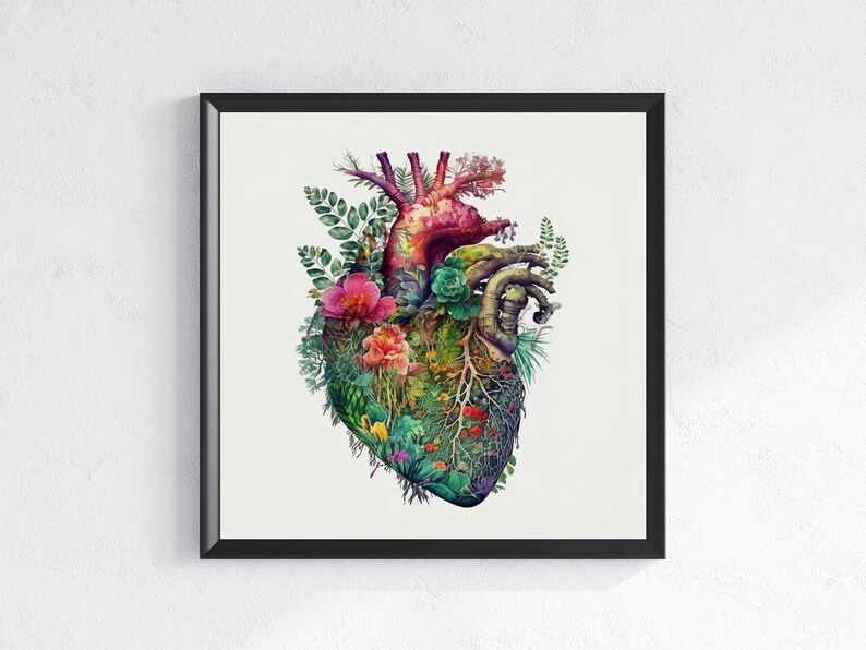 Human Heart Art Human Heart Wall Art Medical Gift Cardiologist Human ...
