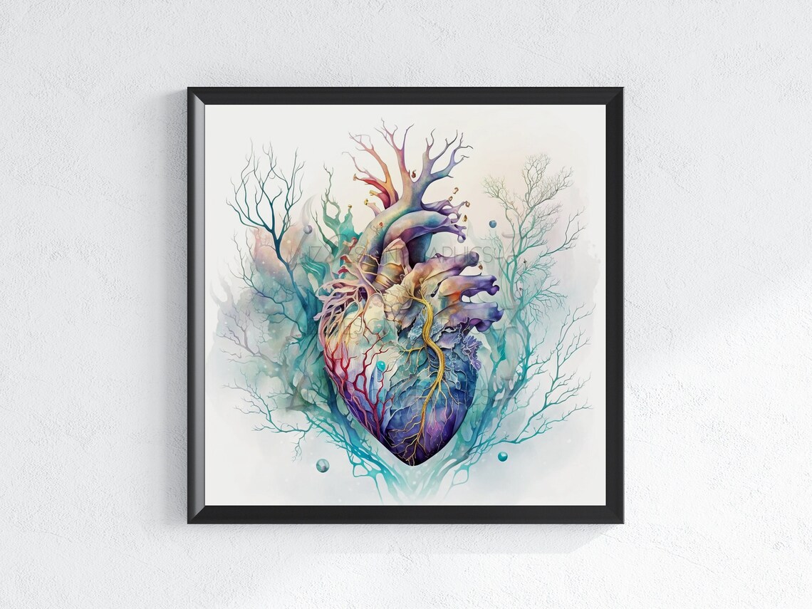 Human Heart Art Human Heart Wall Art Medical Gift Cardiologist Human ...