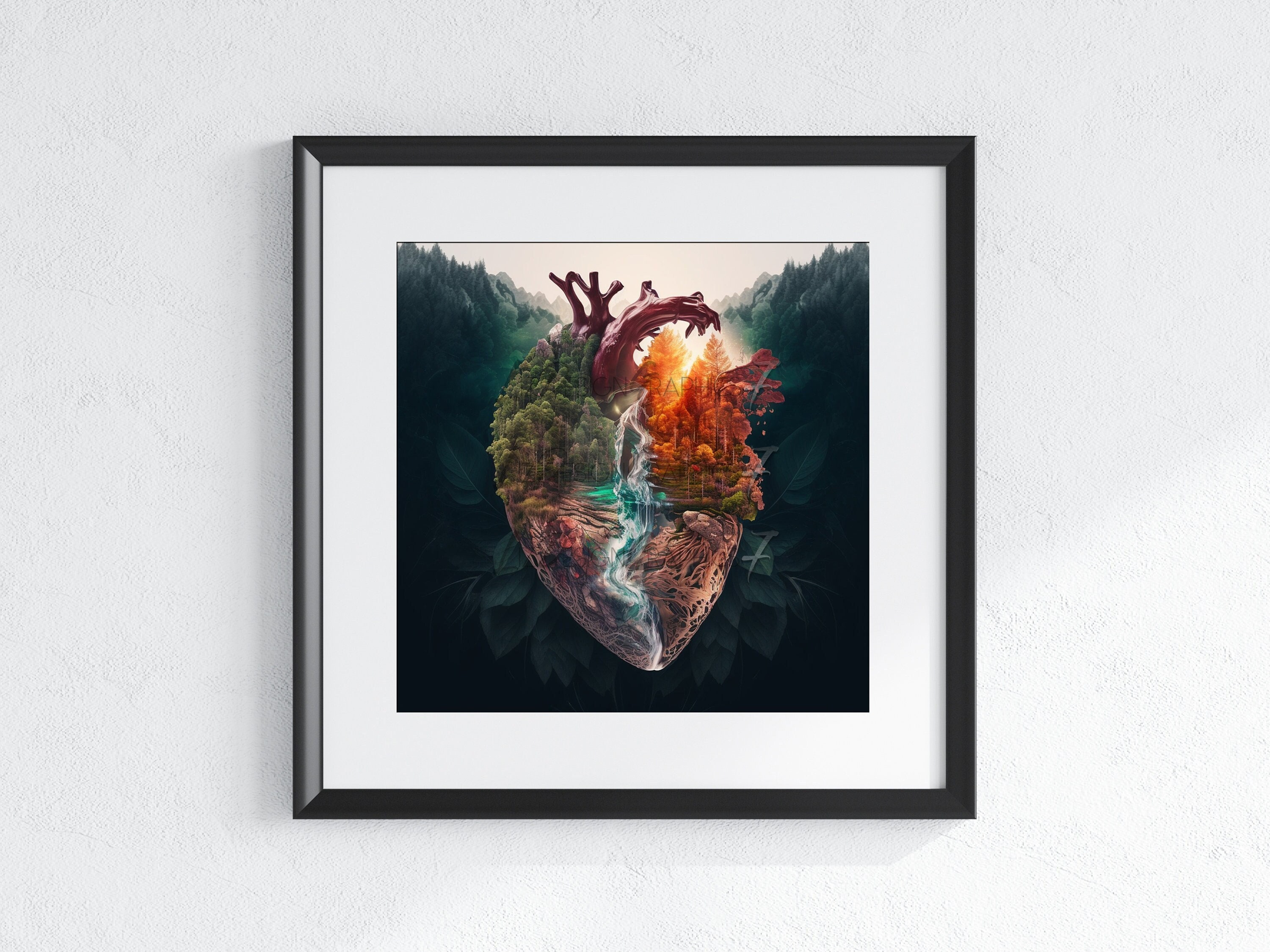 Human Heart Art Human Heart Wall Art Medical Gift Cardiologist Human ...