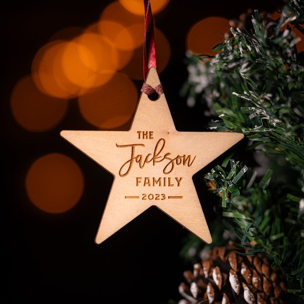 Wood Ornaments Personalized Family Name - Etsy