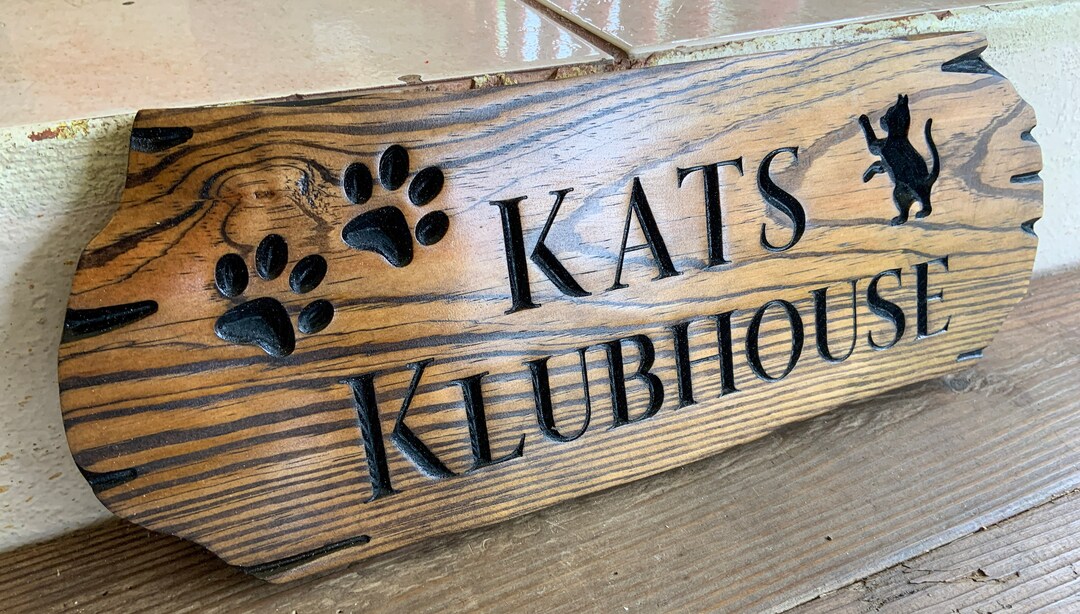 Cat House Sign, Outdoor Pet House Sign, Paw Wooden Sign, Cat Paw Print ...