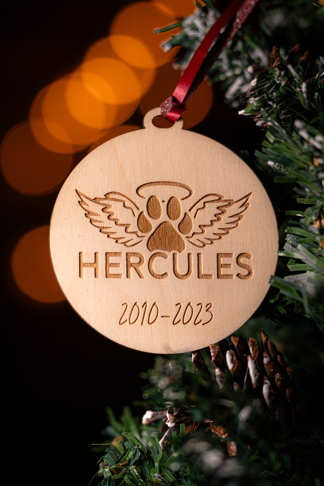 Personalized Dog RIP Name Christmas Ornament - Laser Engraved Wood ...