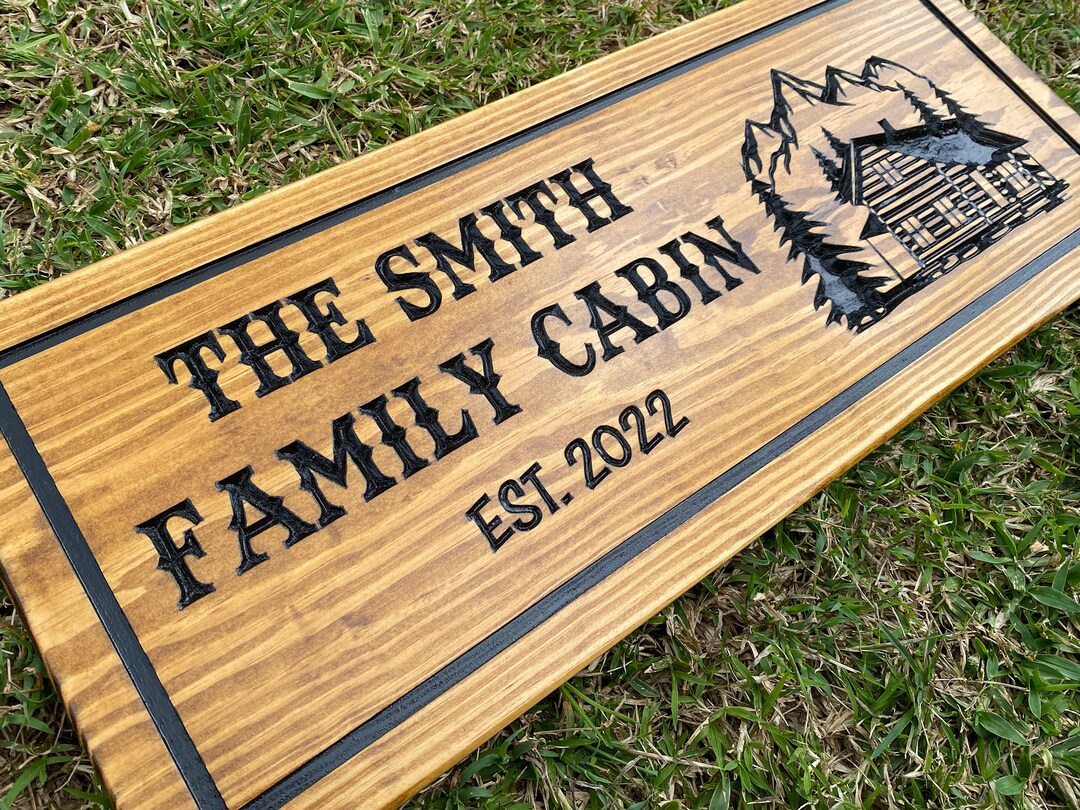 Personalized Log Cabin Sign, Cabin Sign, Lodge Decor, Carved Sign ...