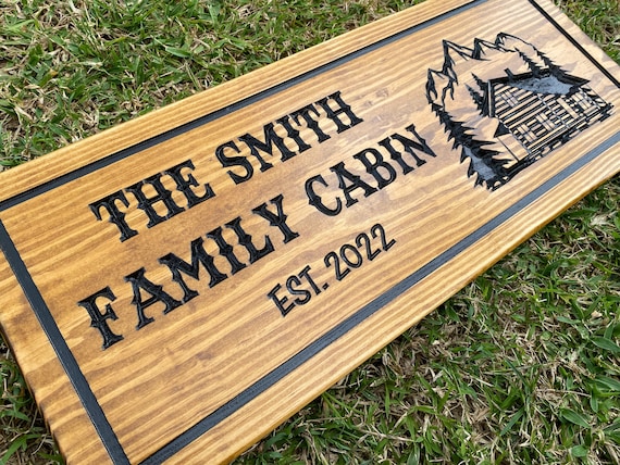 Personalized Log Cabin Sign Cabin Sign Lodge Decor Carved | Etsy