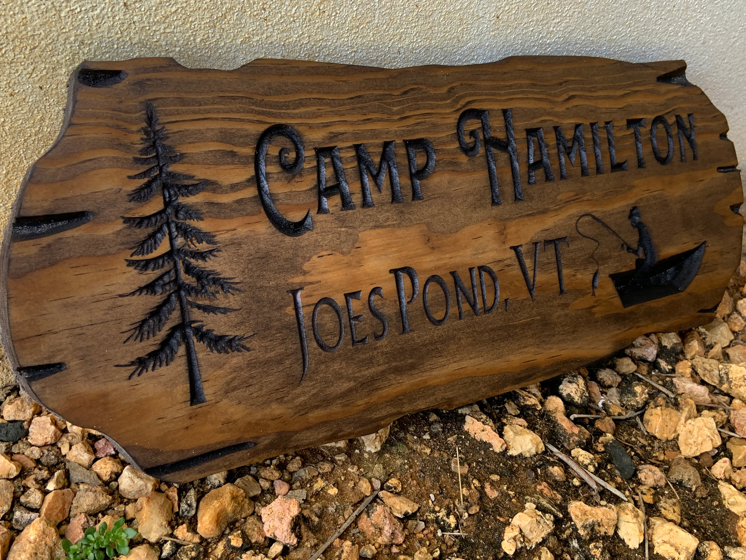 Outdoor Wood Signs Wooden Carved Cabin Sign Pine Trees | Etsy