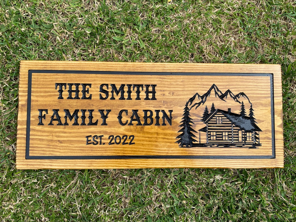 Personalized Log Cabin Sign Cabin Sign Lodge Decor Carved - Etsy
