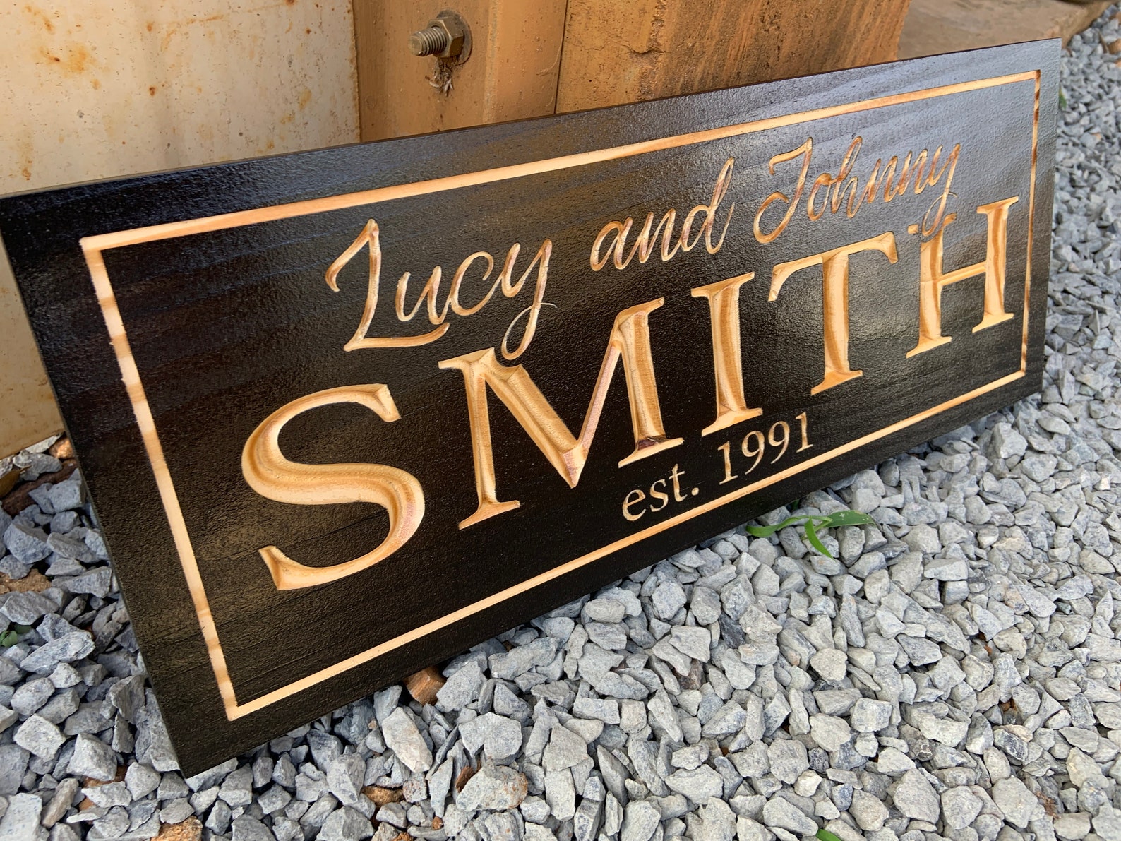 Family Last Name Wood Sign Black Wood Sign Family Name Sign | Etsy