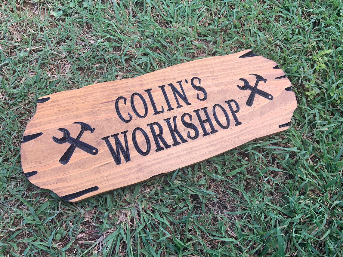 Outdoor Workshop Wood Sign Wood Shop Cabin Sign Pine Trees | Etsy