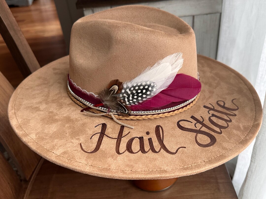 MSU Hail State Cowgirl Hat - Custom Hand-burned Cowboy Hat, College ...