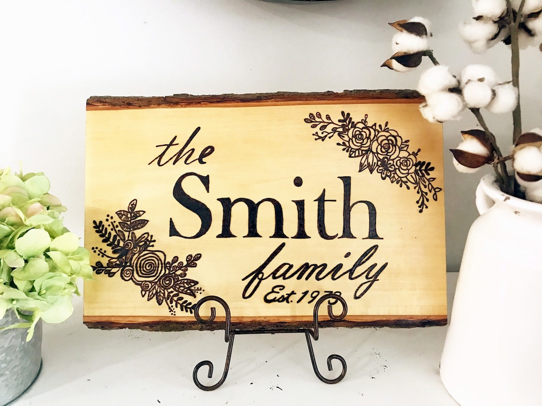 Rustic Home Decor Custom Wood Sign Personalized Name Artisan, Burned-by ...