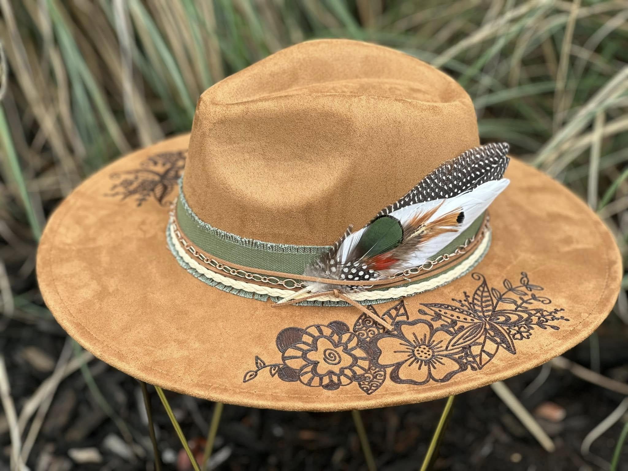 Custom Cowgirl Hat, Women's Fedora Hat Burned by Hand With Banding ...
