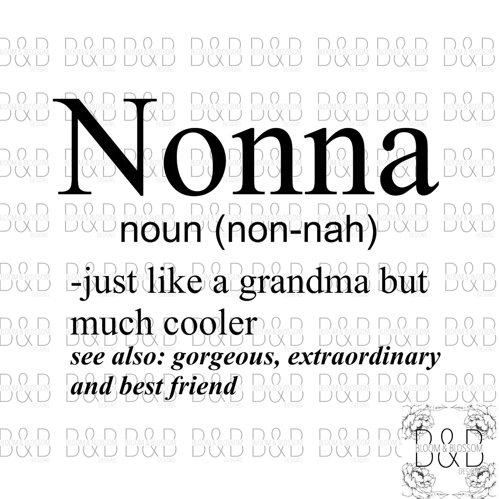 Nonna Definition PNG Sublimation Water Slide Digital Design Download - Etsy