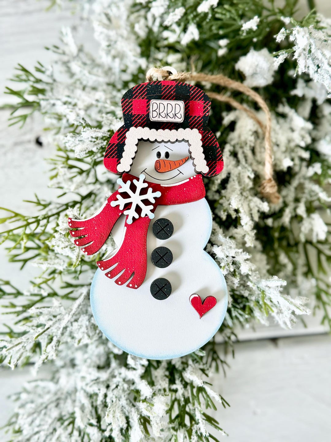 Snowman With Trapper Hat "brrr" Christmas Ornament - Etsy
