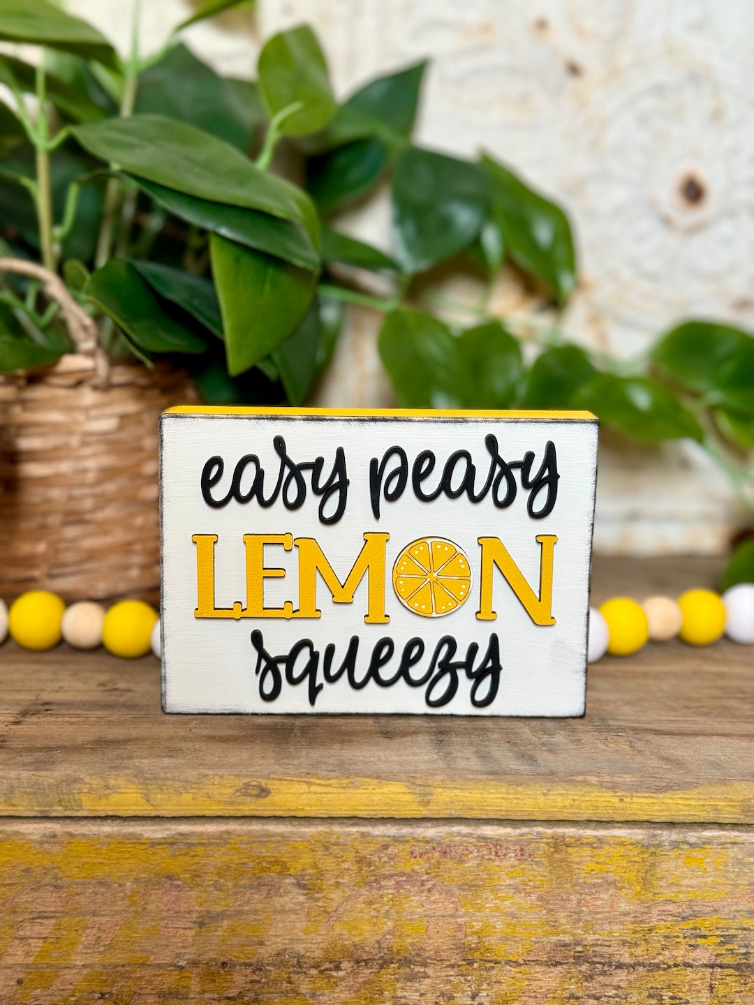 Easy Peasy Lemon Squeezy 3D Wood Block Sign / Shelf Sitter / Lemon ...