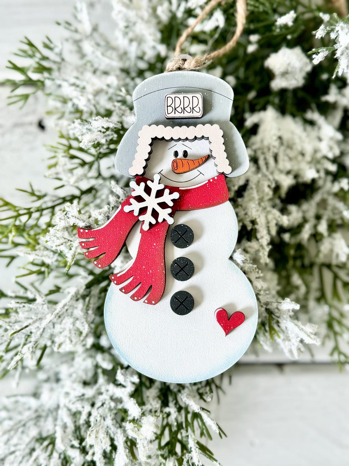Snowman With Trapper Hat "brrr" Christmas Ornament - Etsy