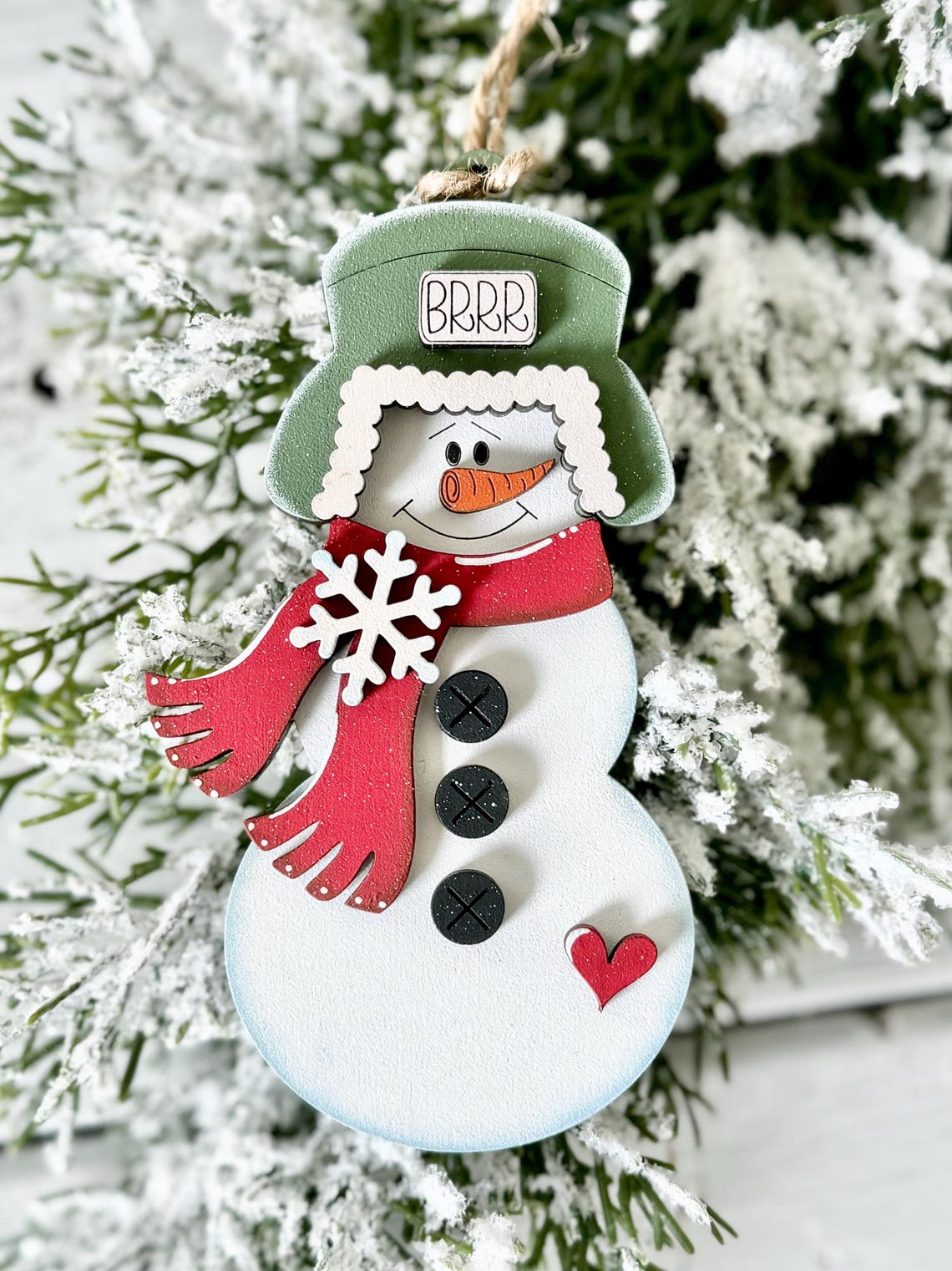 Snowman With Trapper Hat "brrr" Christmas Ornament - Etsy