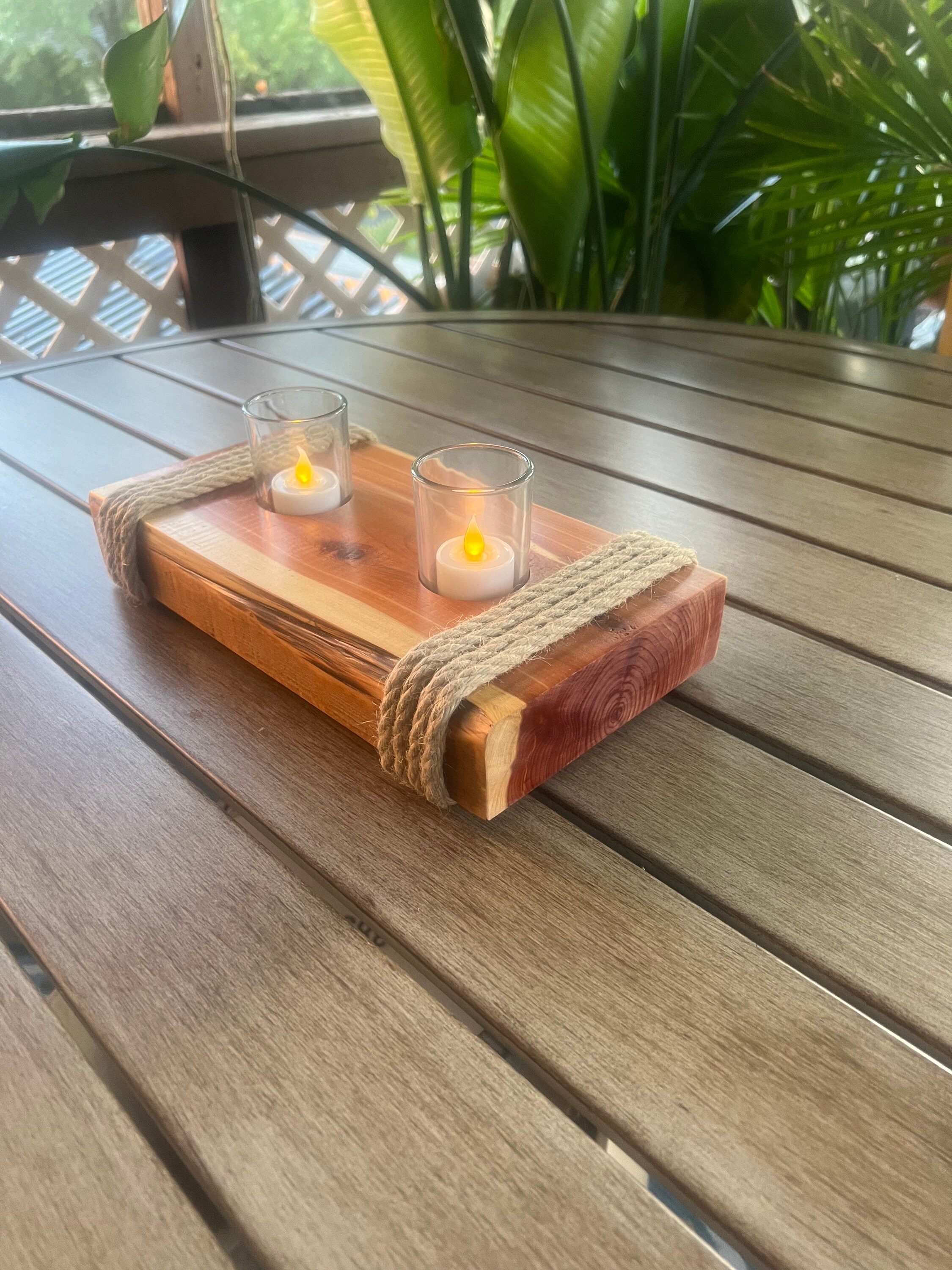 Cedar Candle Holder - Etsy