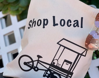 Shop Local Tote Bag Support Local Canvas Bag Eco Friendly Tote Bag ...