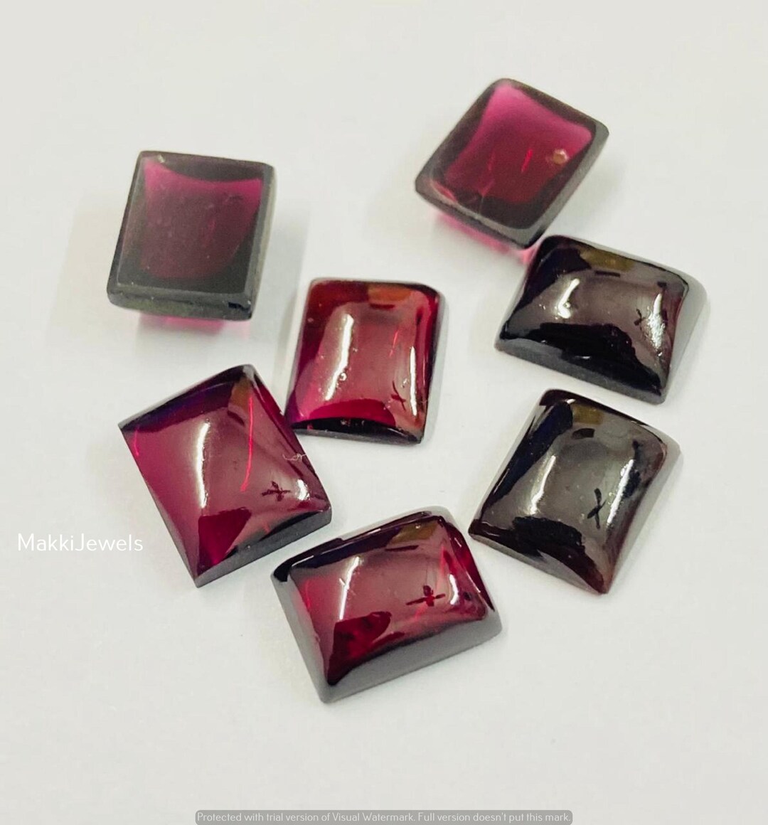Natural Red Garnet Rectangle Square Cabochon Loose Calibrated Gemstones ...