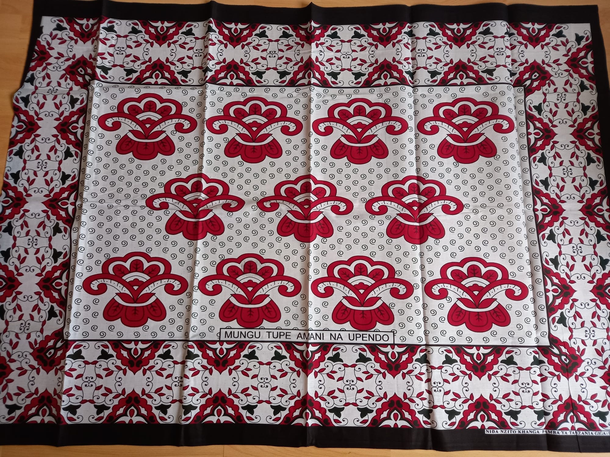 Khanga Fabric Red, Leso African Fabric, Tanzanian Kanga, Cotton Cloth ...