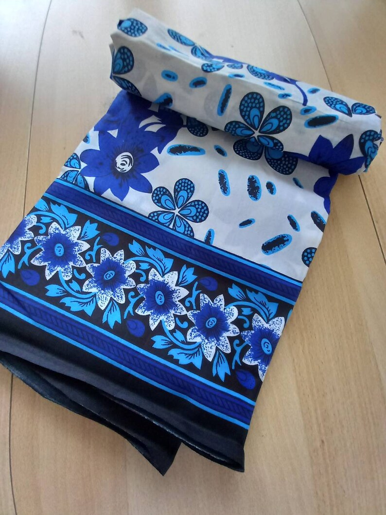 Khanga Fabric Blue Leso African Fabric Tanzanian Kanga - Etsy