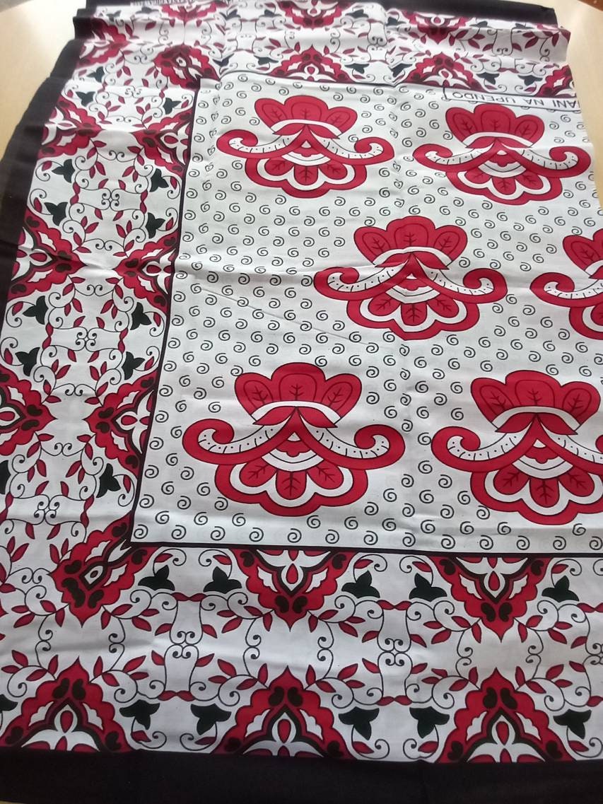 Khanga Fabric Red, Leso African Fabric, Tanzanian Kanga, Cotton Cloth ...