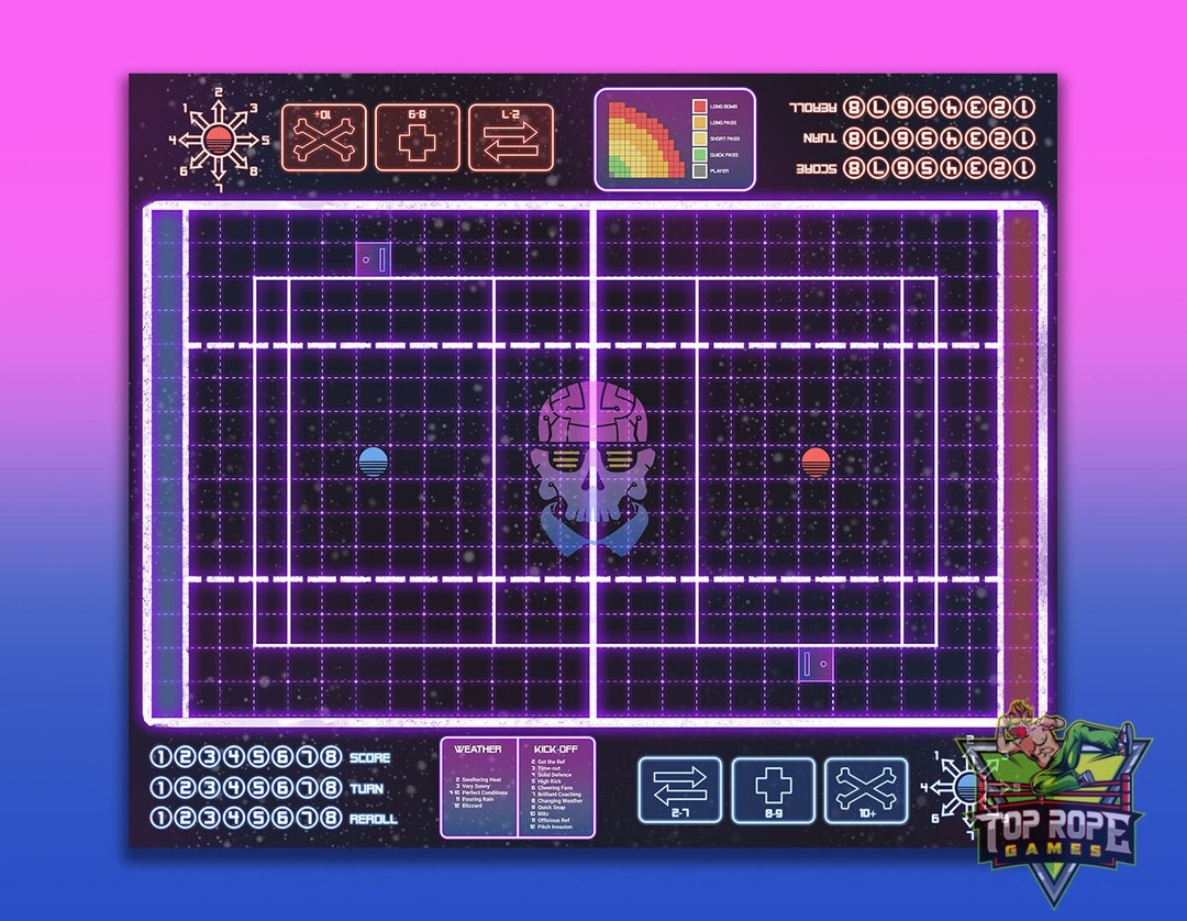 Synthwave Rubber Play Mat for Use in Blood Bowl / Combination Board for ...