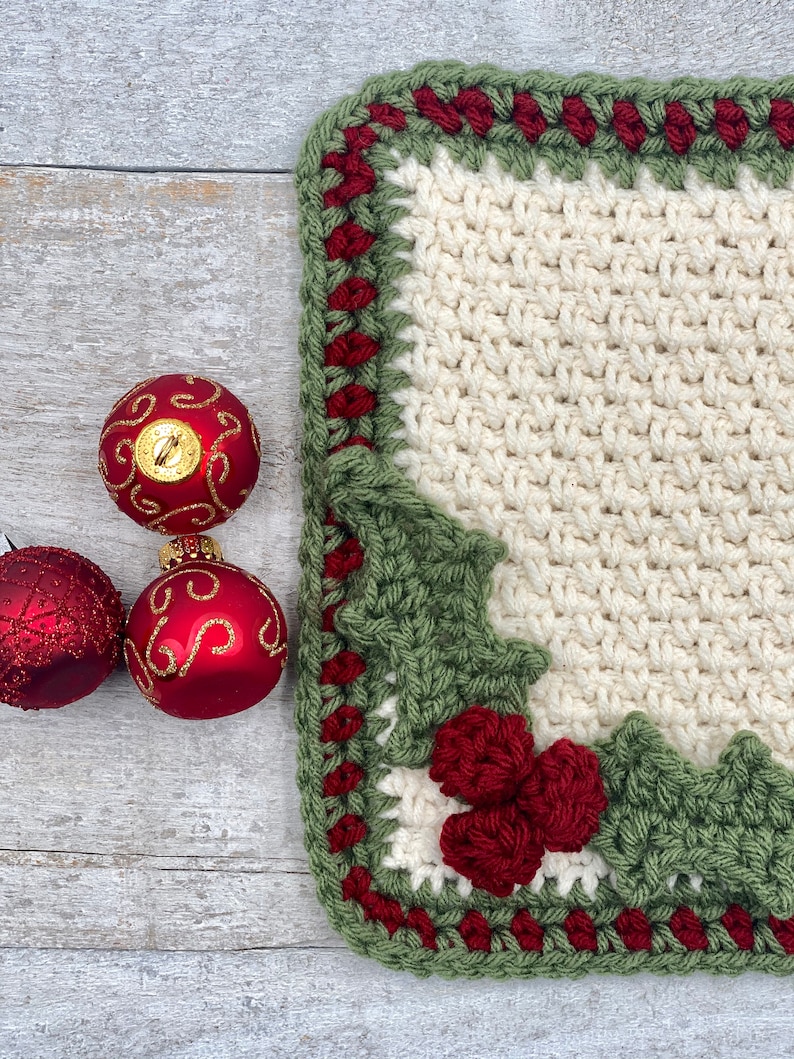 Holly Square Crochet PATTERN, Granny Square Crochet Pattern, Crochet ...