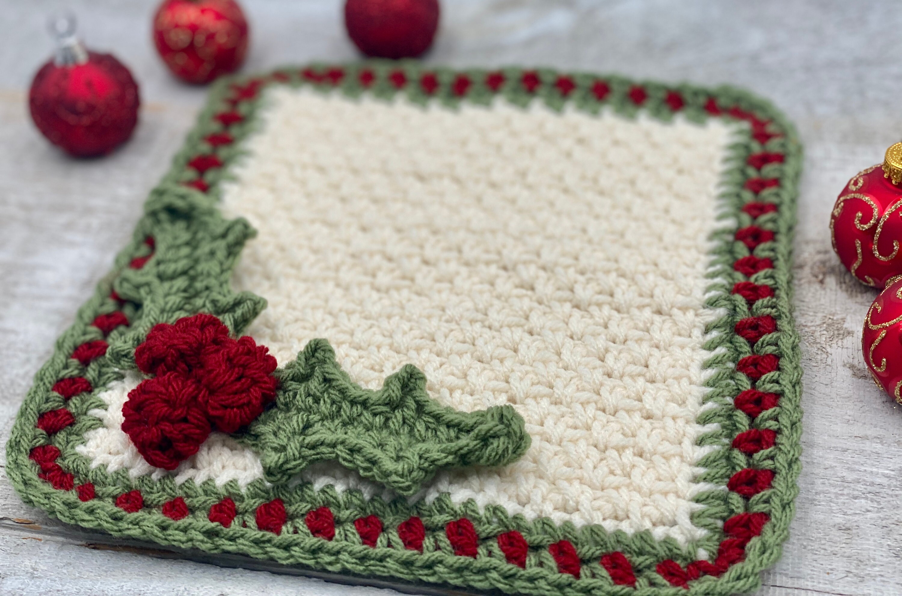 Holly Square Crochet PATTERN, Granny Square Crochet Pattern, Crochet ...