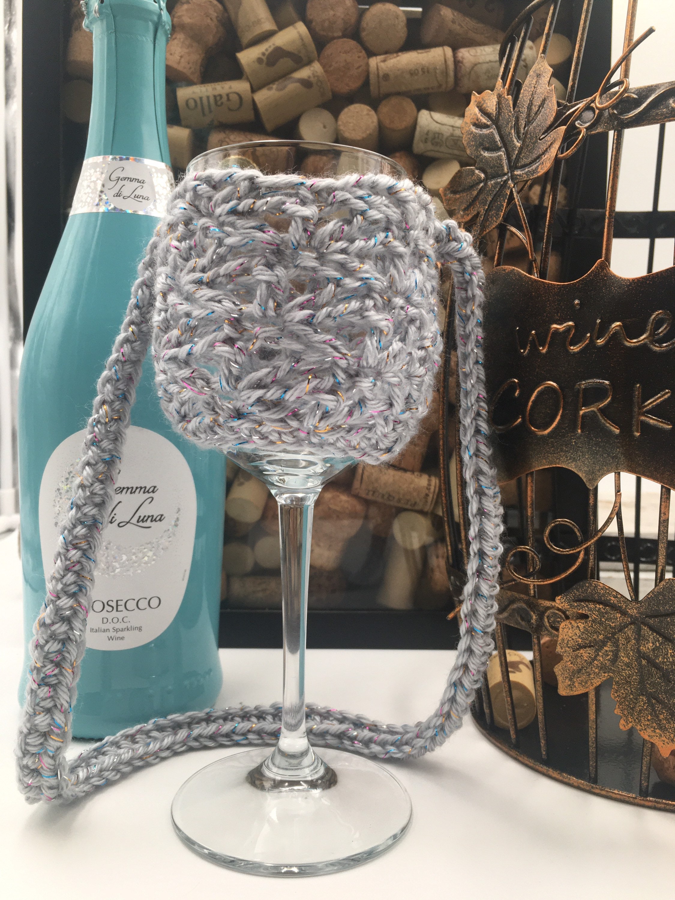 Wine Glass Cozy Crochet PATTERN PDF Wine Lanyard Crochet | Etsy