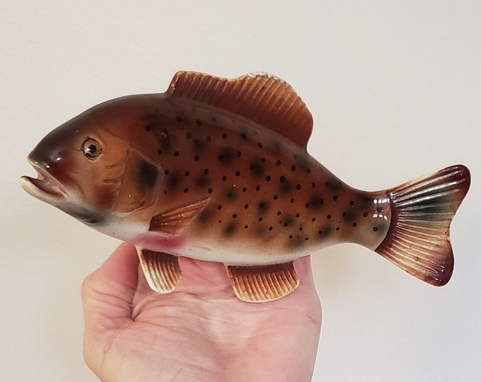 Vintage Porcelain Fish, Copper Brown Spotted Trout Fish, 7 Inch Long ...