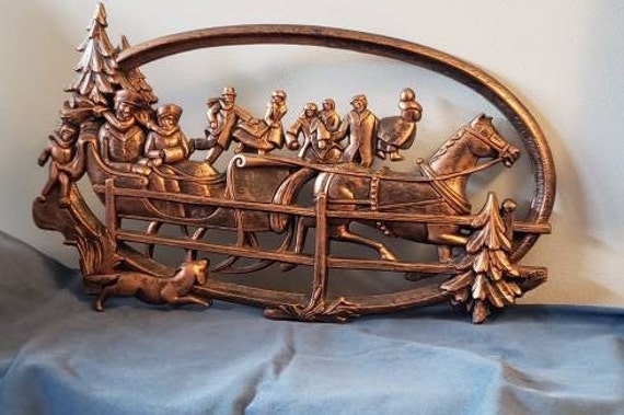 Vintage Syroco Christmas Sleigh Ride Scene Wall Hanging Dart - Etsy