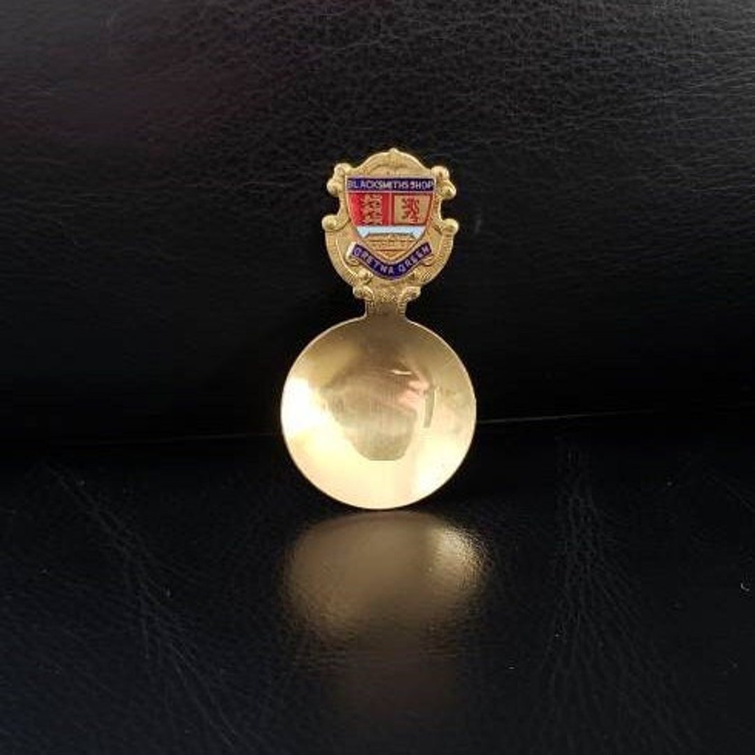 Vintage Brass Tea Caddy Spoon, Blacksmiths Shop Gretna Green Souvenir ...