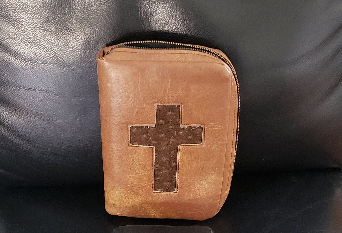 Vintage Bible Cover Brown Leather Look Zip up Bible Cover - Etsy