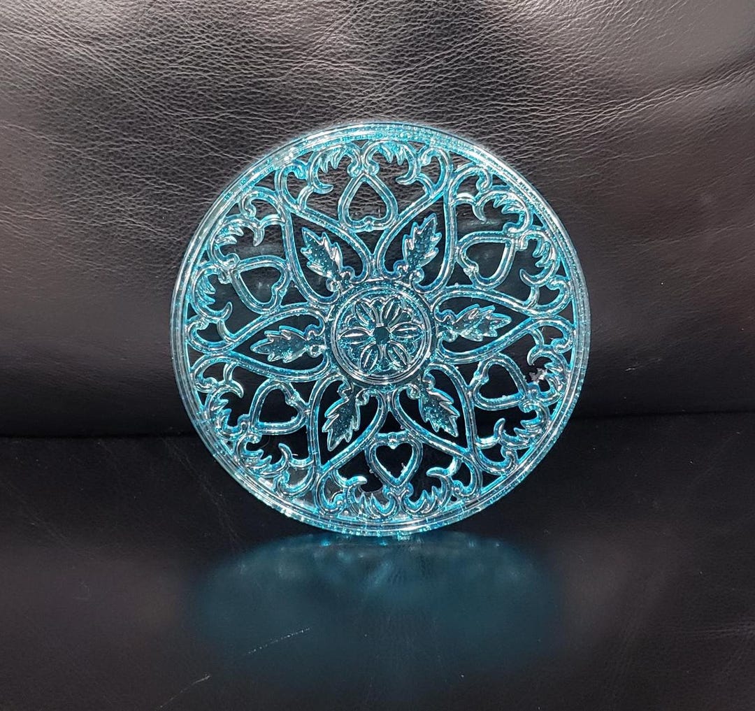 Resin Aqua Blue Trivet, Cutout Detail Trivet, 7.75" Trivet, Decorative ...