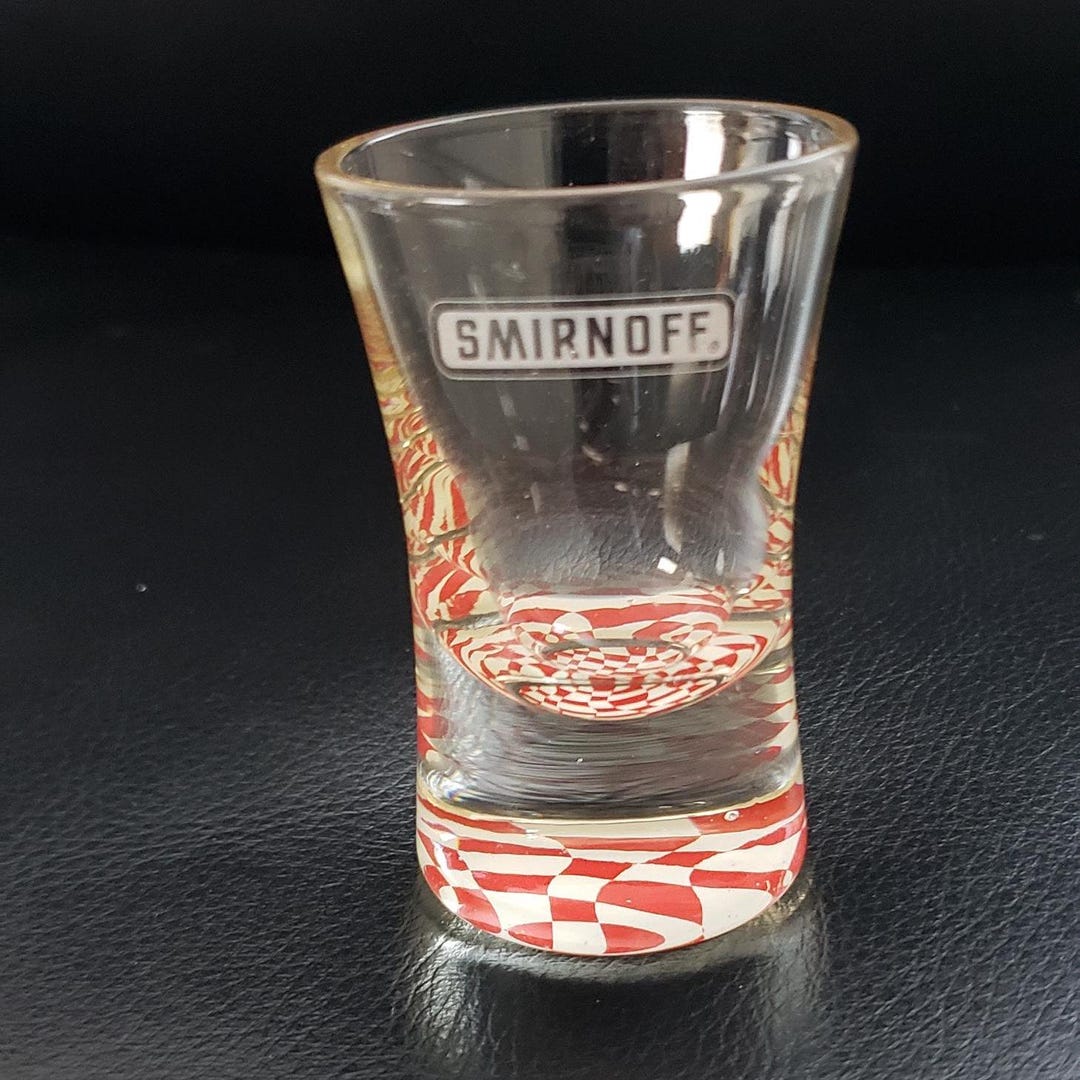 Smirnoff Vodka Shot Glass With Red and White Flag Base, Collectible ...