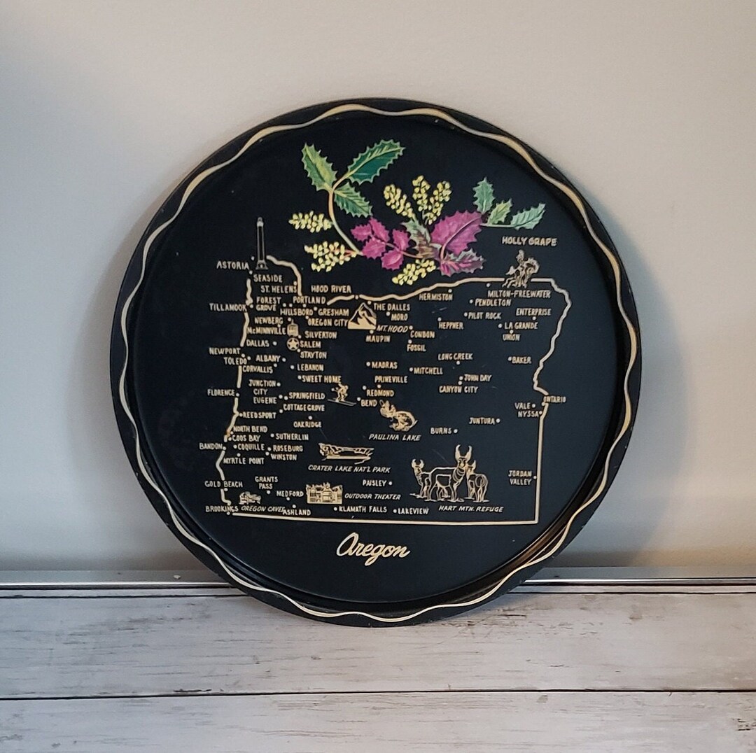 Vintage Oregon Metal Souvenir Tray, - Etsy