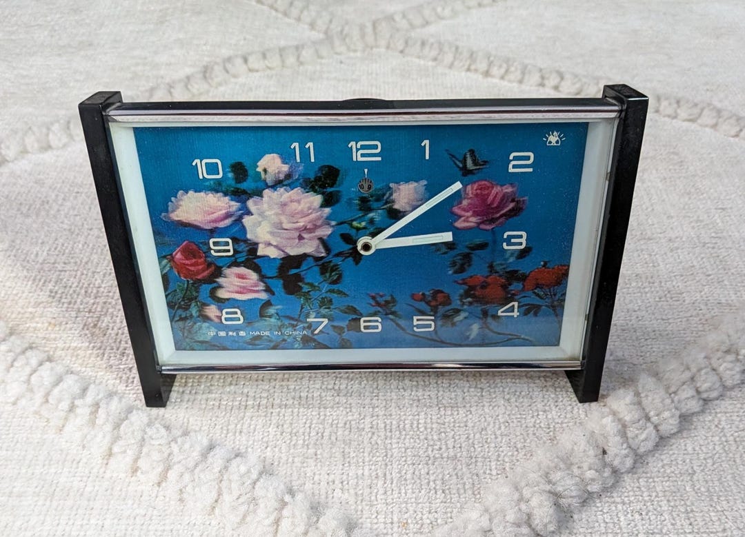 Vintage Golden Rooster Lenticular Floral Design Wind up Table Clock - Etsy