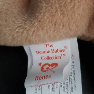 Ty Beanie Baby Bones the Dog Beanie Baby, Beanie Baby Bones With PVC ...