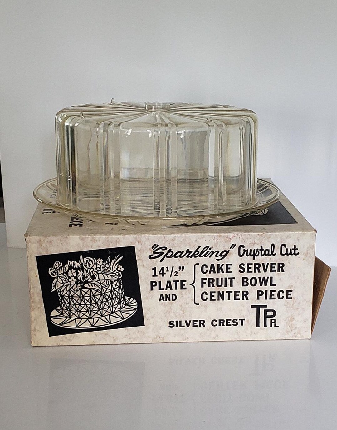 Vintage Acrylic Cake Server, Cake Keeper, Sparkling Crystal Cut 14 1/2 ...