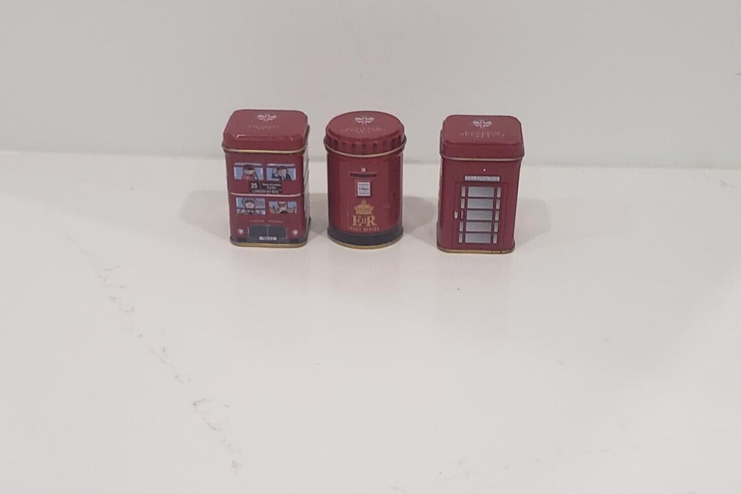 Miniature London Tea Tins, Three Mini Tins, Double Decker Bus ...