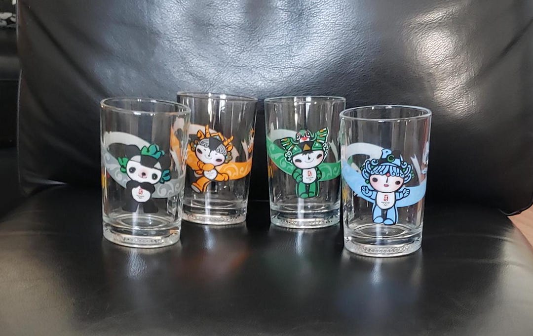 Mcdonalds Beijing 2008 Olympic Glasses, Mascot Fuwa Glassware, Blue ...