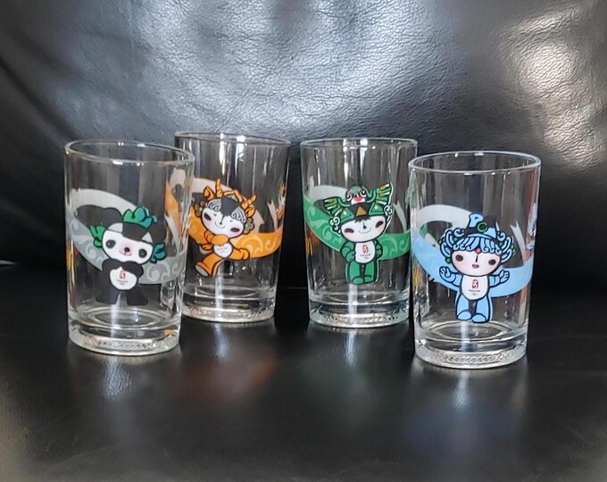 Mcdonalds Beijing 2008 Olympic Glasses, Mascot Fuwa Glassware, Blue ...