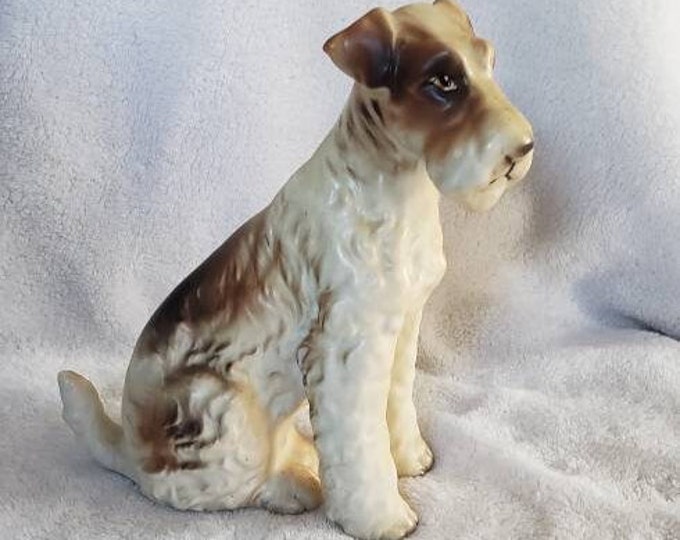 Vintage 7" Airedale Dog Sitting Figurine Signed Erich Stauffer ...