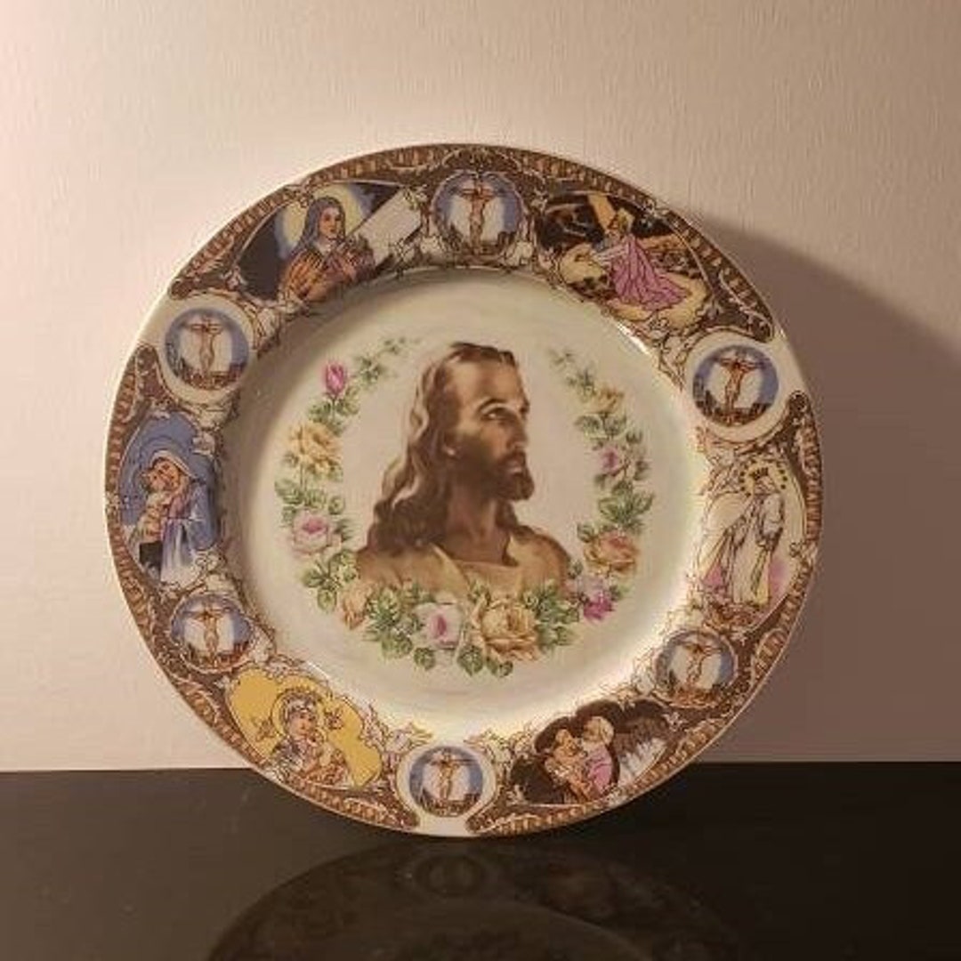 Life of Jesus Plate , Vintage Iridescent Giftcraft Large Decorative ...