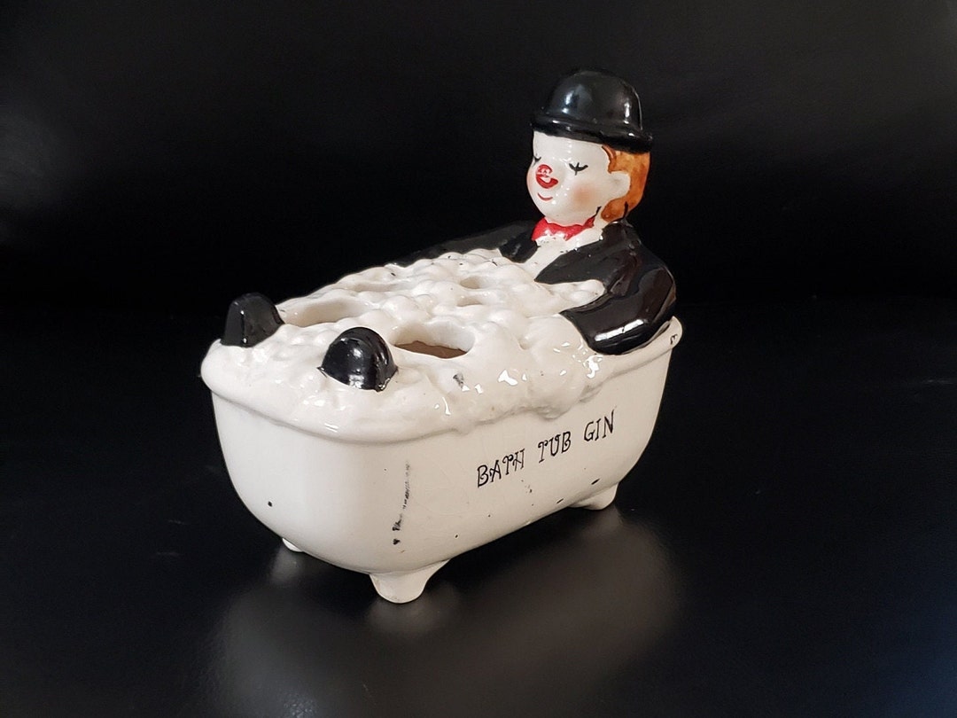 Vintage Ceramic Hobo Clown Bar Tools Holder Barware, BATH TUB GIN Clown ...
